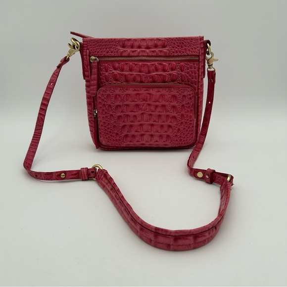 Brahmin | Bags | Brahmin Pink Crocodileembossed Crossbody Bag | Poshmark